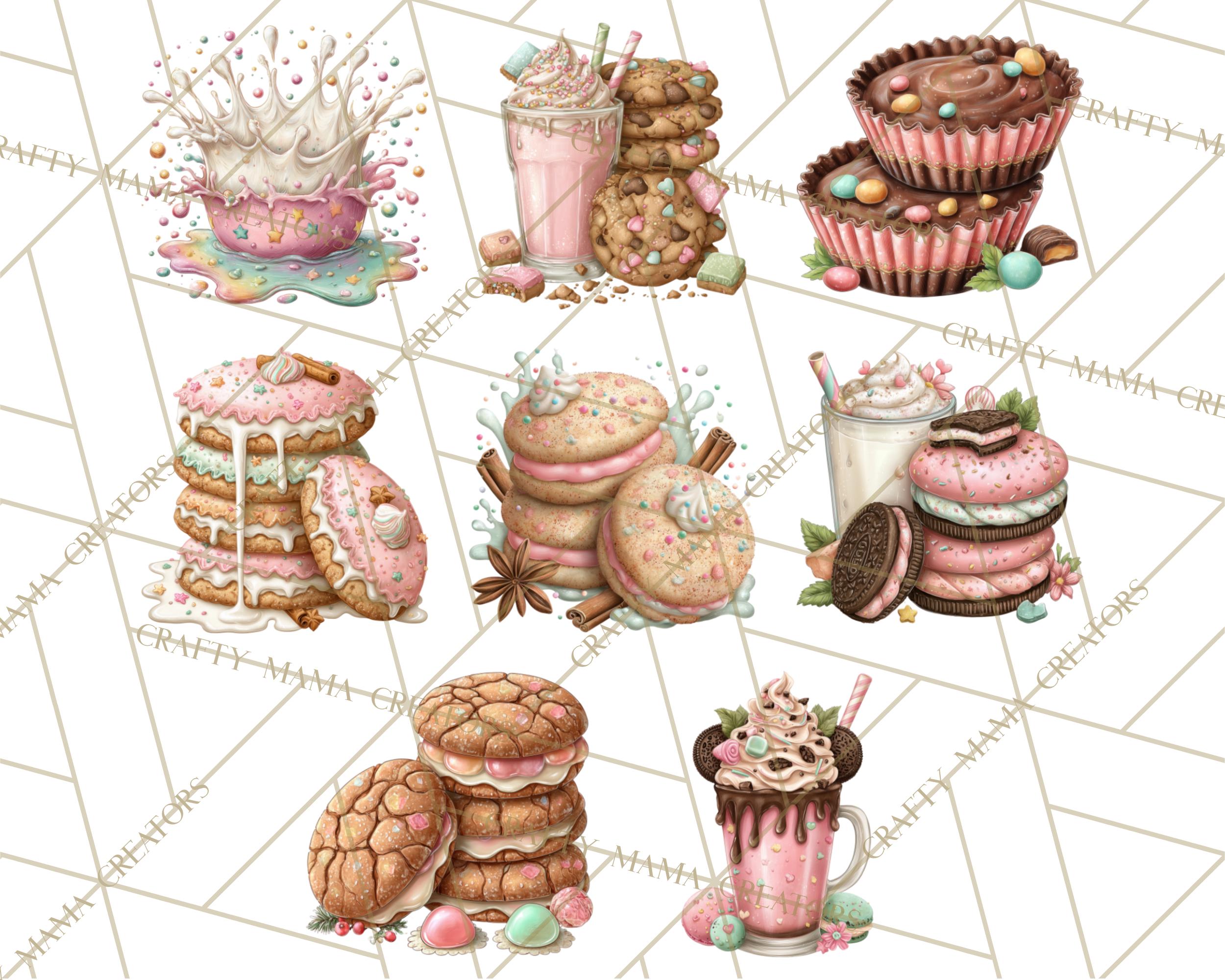 Milk and Cookies Clipart, Candy and Chocolate Clipart, Bakery Sweets ...
