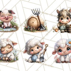 48 Png, Farm Animals Clipart PNG, Cute Cow Pig Sheep Chicken Horse Goat ...