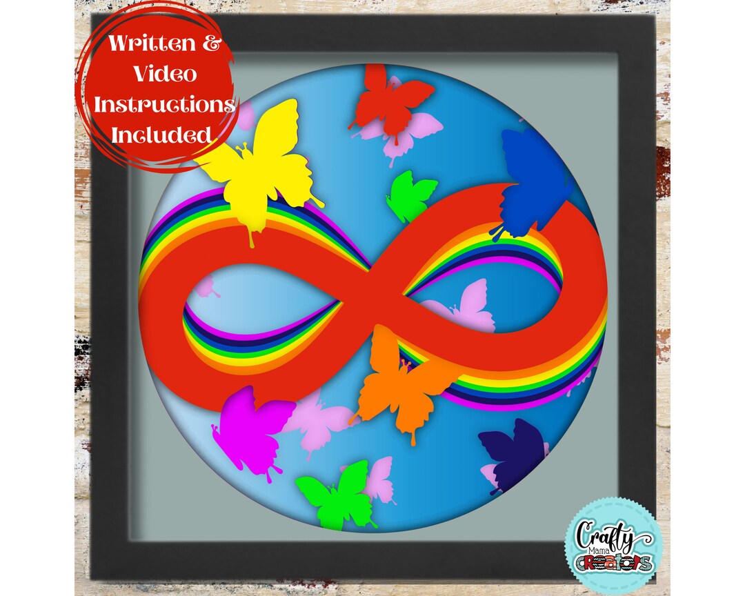 3D Autism Shadow Box Svg, Neurodiversity Shadowbox Svg, Rainbow ...