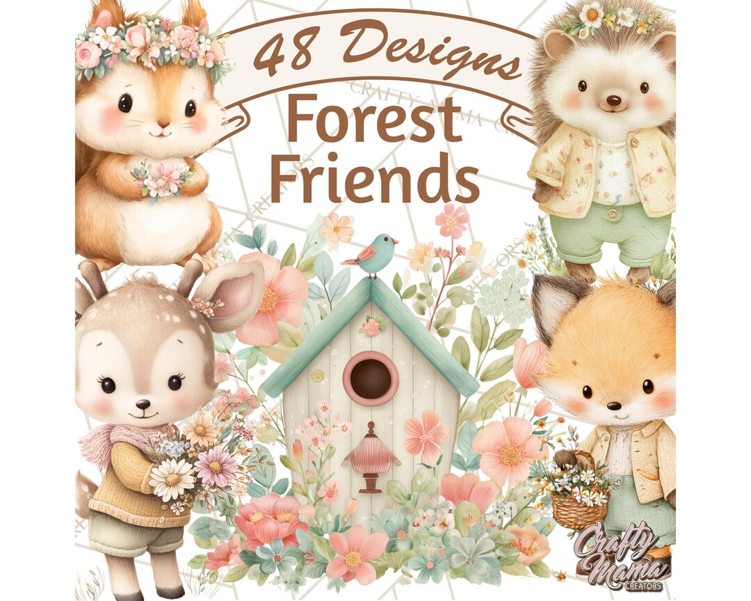 48 Png, Baby Woodland Animals Clipart, Forest Nursery Decor, Cute ...