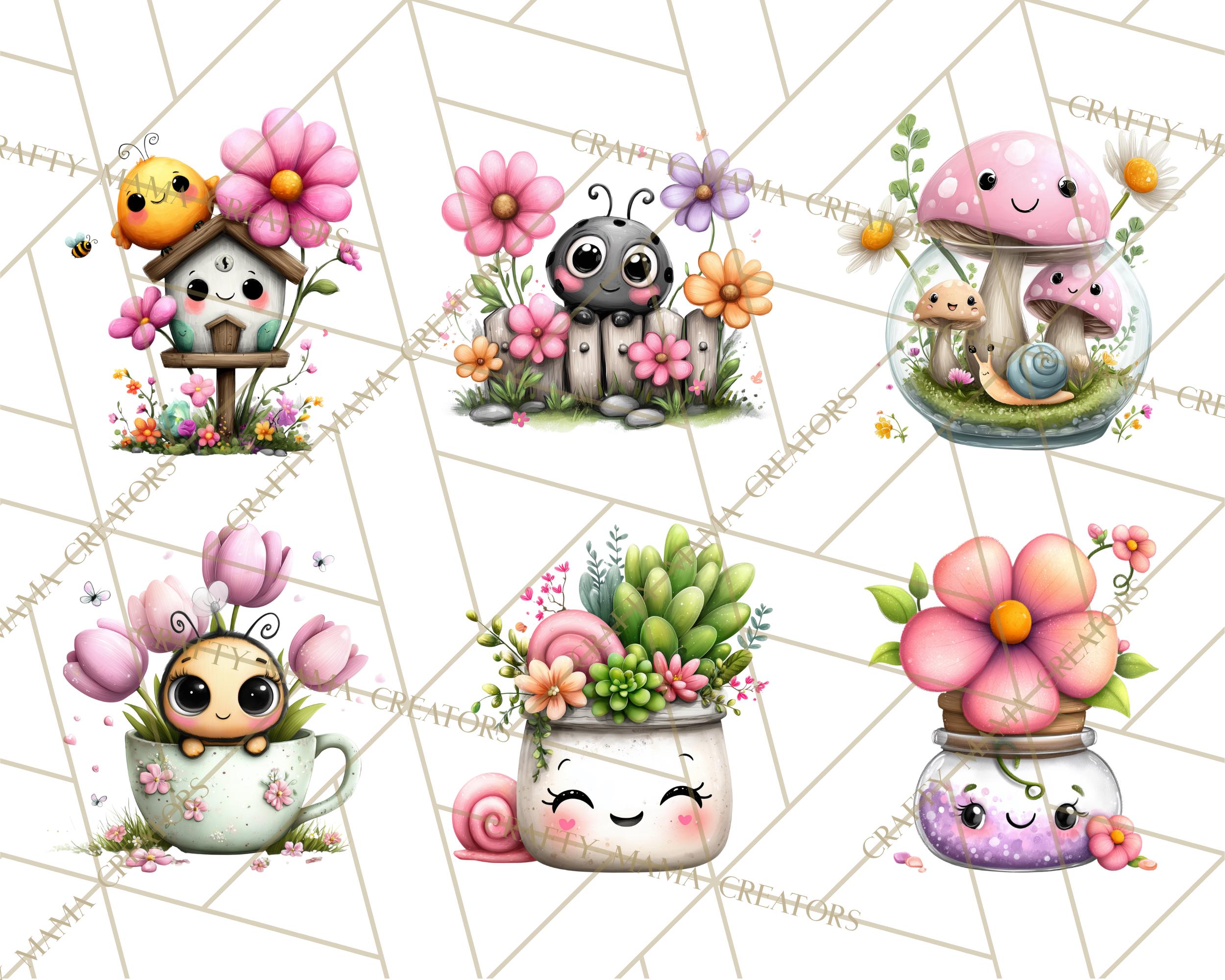 48 Png, Spring Mini World Clipart, Cute Kawaii Garden Scenes PNG, Tiny ...