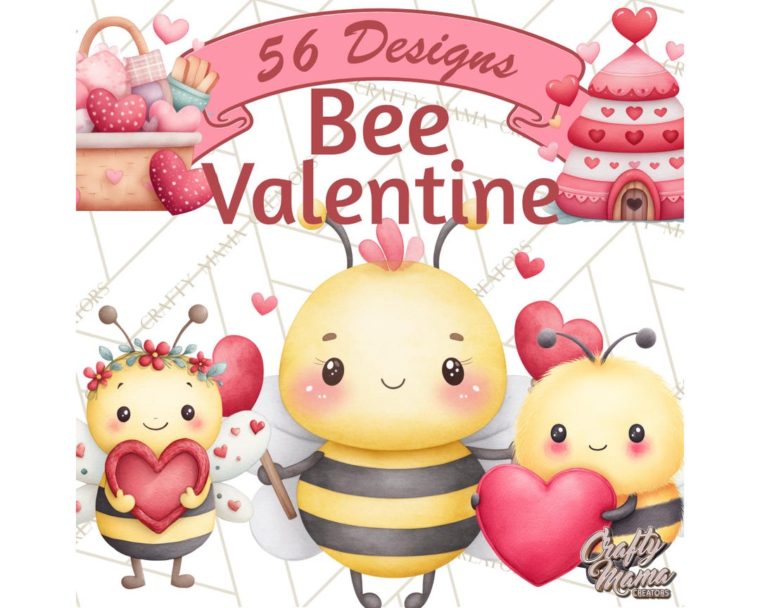 56 Png Bee Valentine Clipart PNG, Cute Kawaii Watercolor Bee With ...
