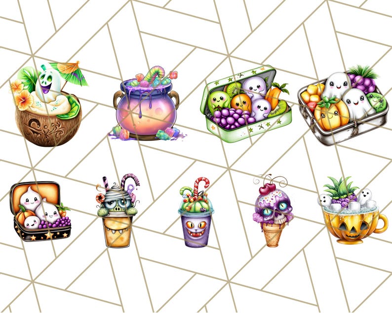 Summerween Tropical Treats Clipart PNG, Cute Halloween Ice Cream Clip ...