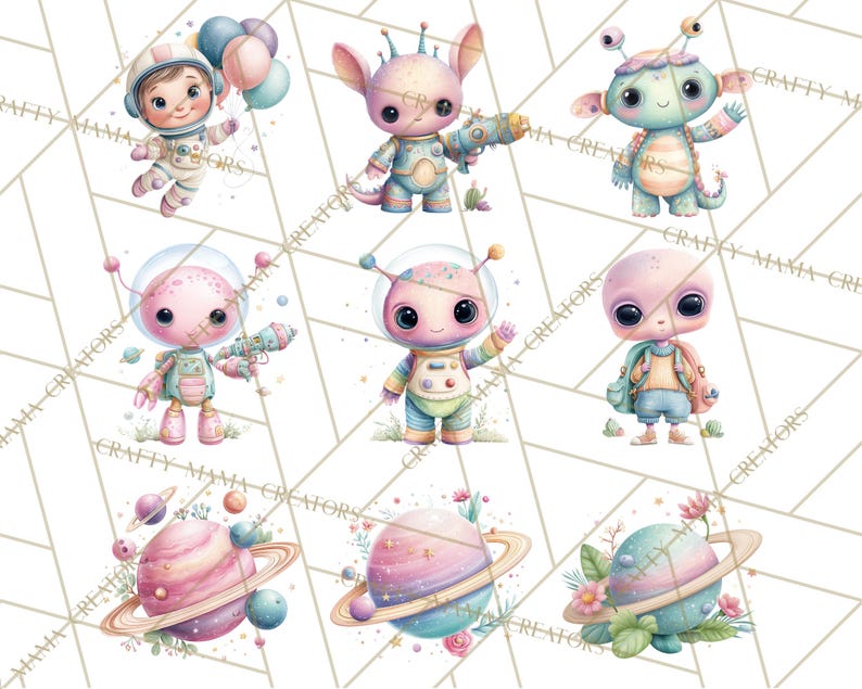 72 Png, Cute Space Explorers Clipart, Astronauts Aliens Planets Clip ...