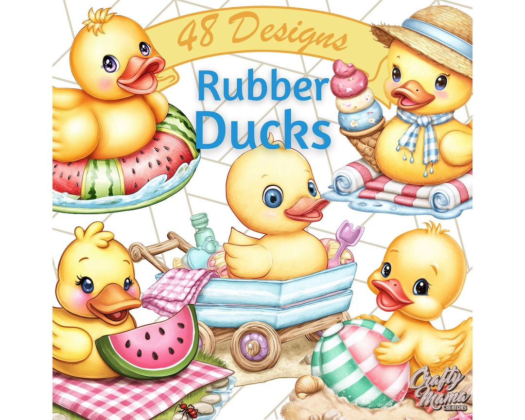 Summer Rubber Duck Clipart PNG, Cute Yellow Ducks With Pool Floats and ...