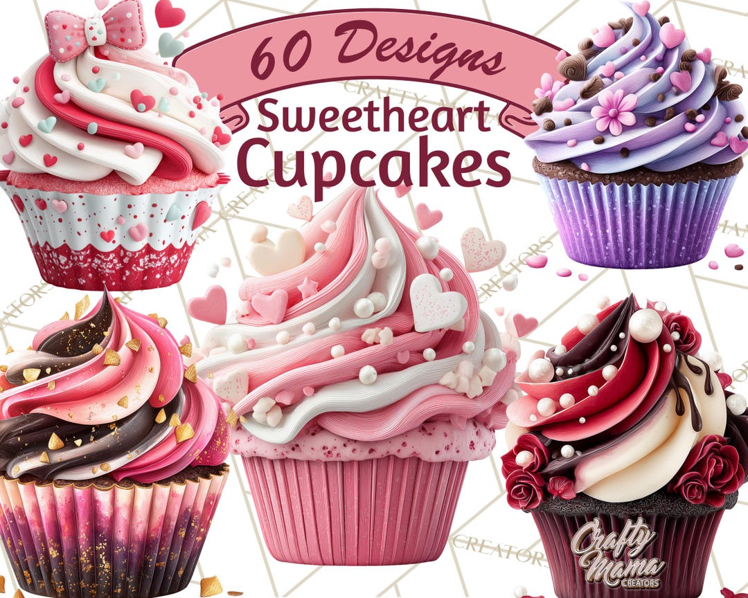 60 Png Valentine Cupcakes Clipart PNG, Realistic Cupcake Clip Art, Pink ...