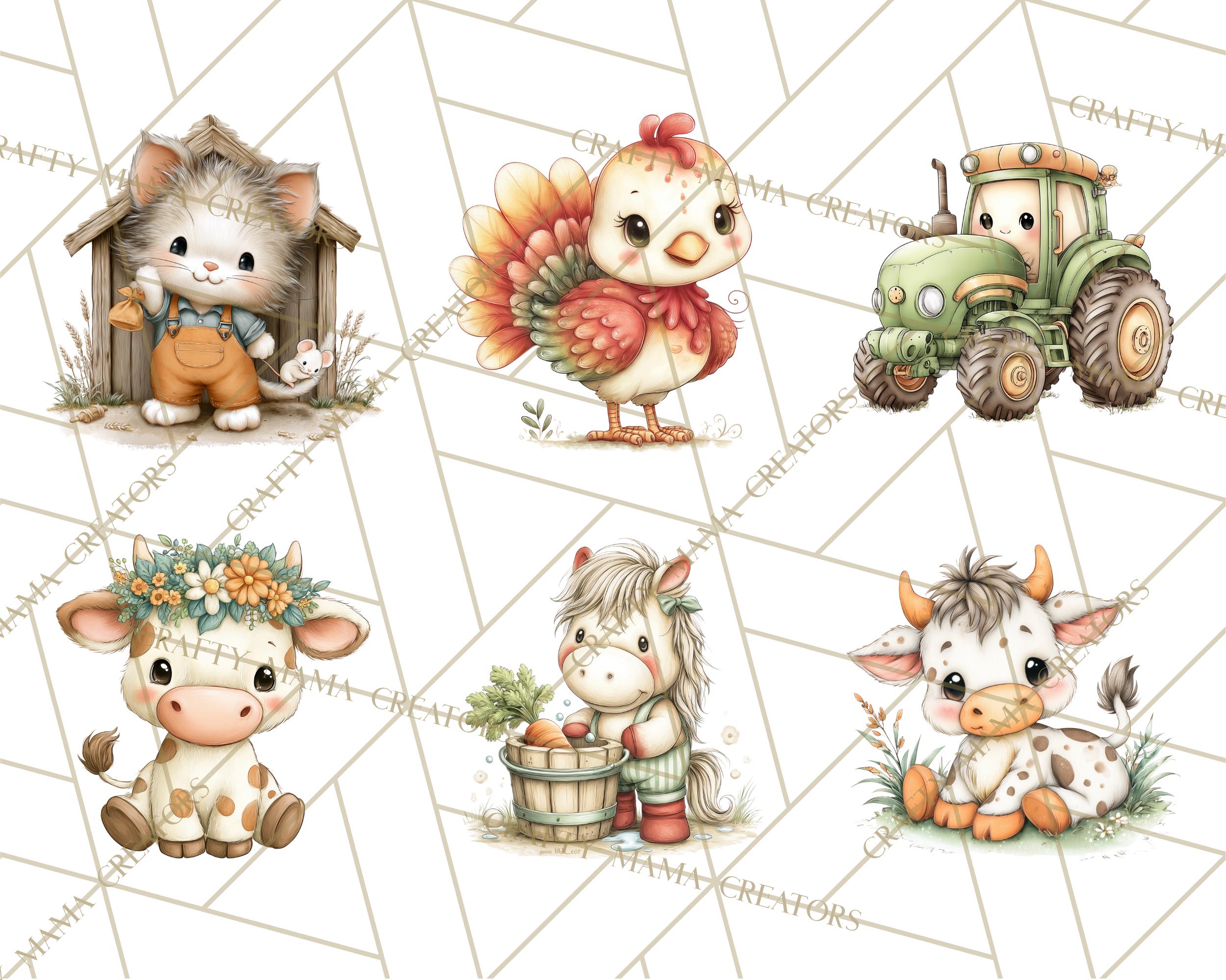 48 Png, Farm Animals PNG Clipart, Cute Barnyard Friends Clip Art ...