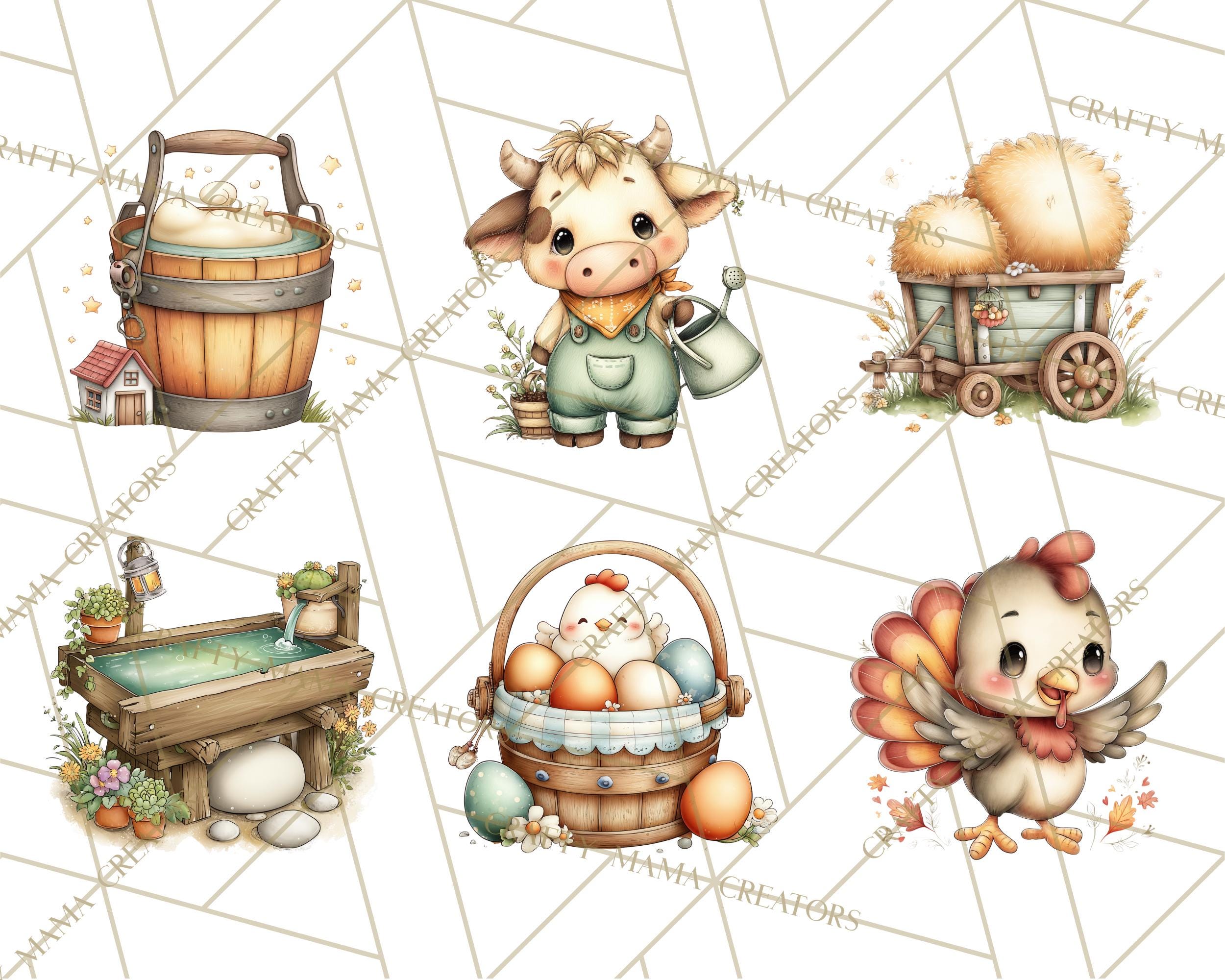 48 Png, Farm Animals PNG Clipart, Cute Barnyard Friends Clip Art ...