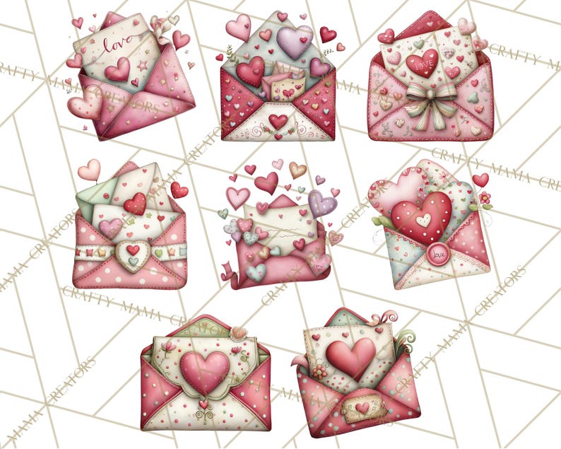 60 Png Valentine Clipart PNG, Love Notes Doodles, Envelopes Hearts Wax ...