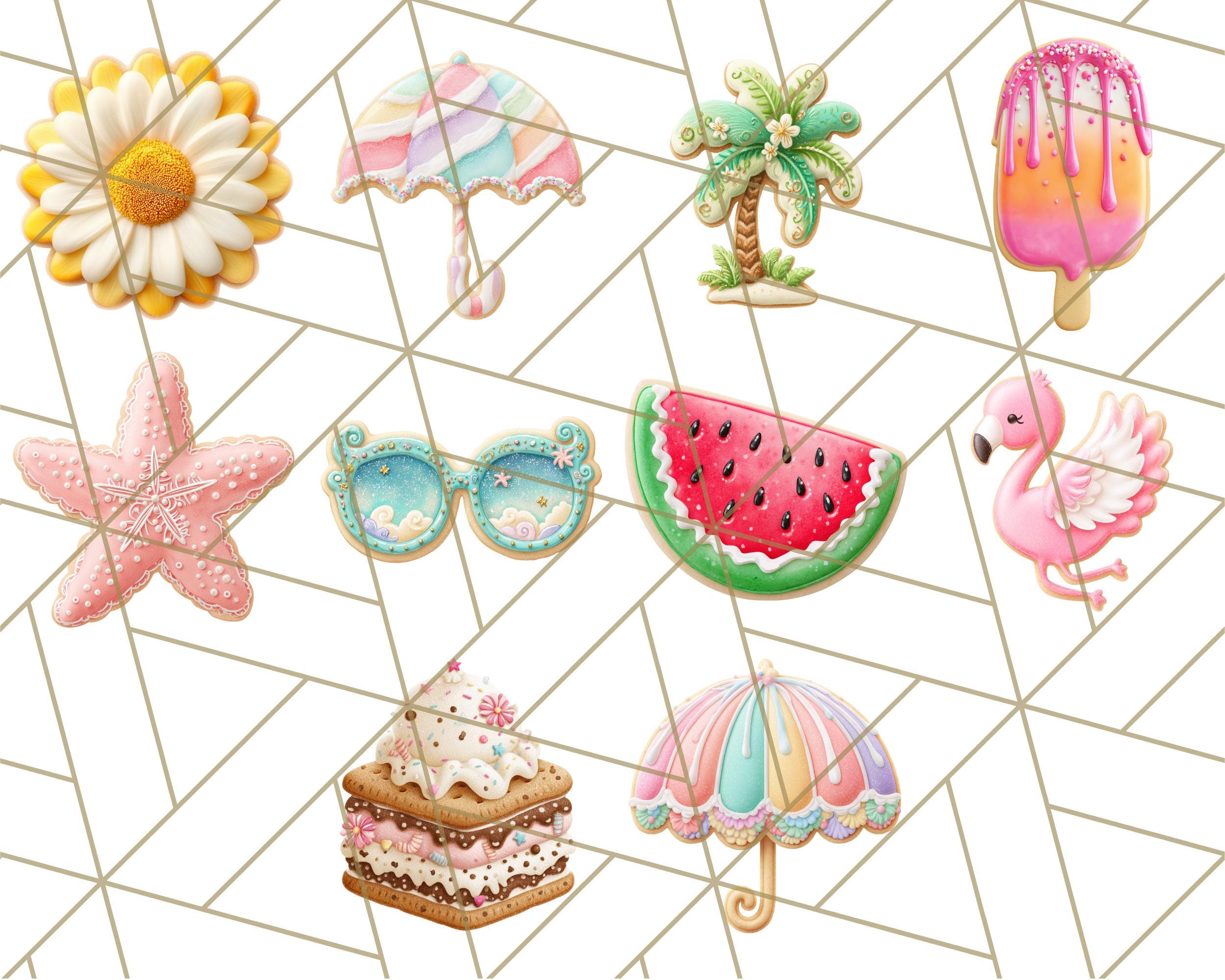 Summer Iced Cookie Clipart PNG, Cute Sugar Cookie Clip Art, Tropical ...