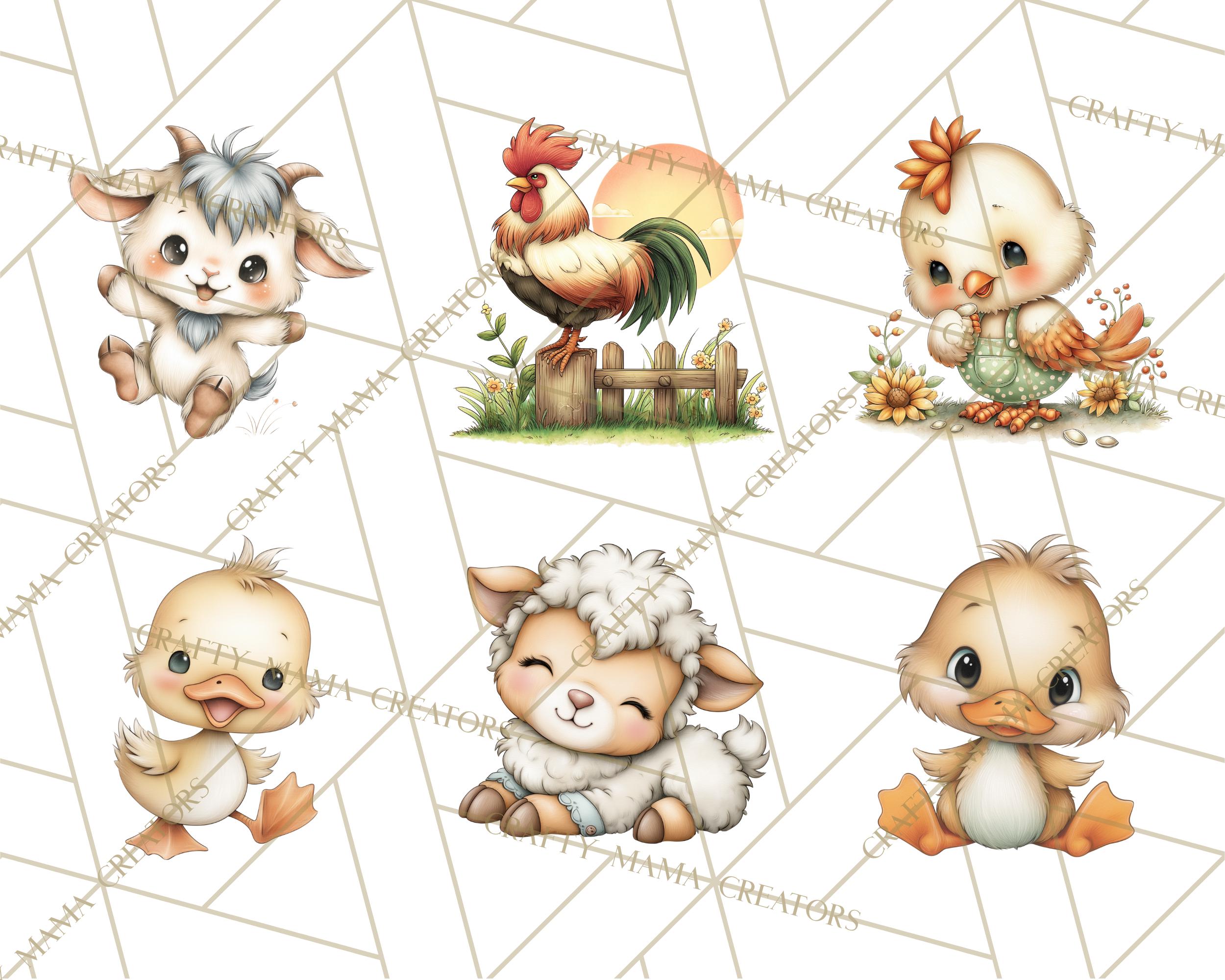 48 Png, Farm Animals PNG Clipart, Cute Barnyard Friends Clip Art ...