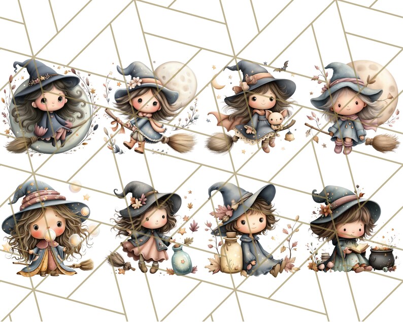 48 Png, Spooky Little Witches Clipart, Cute Halloween Witch Pngs ...