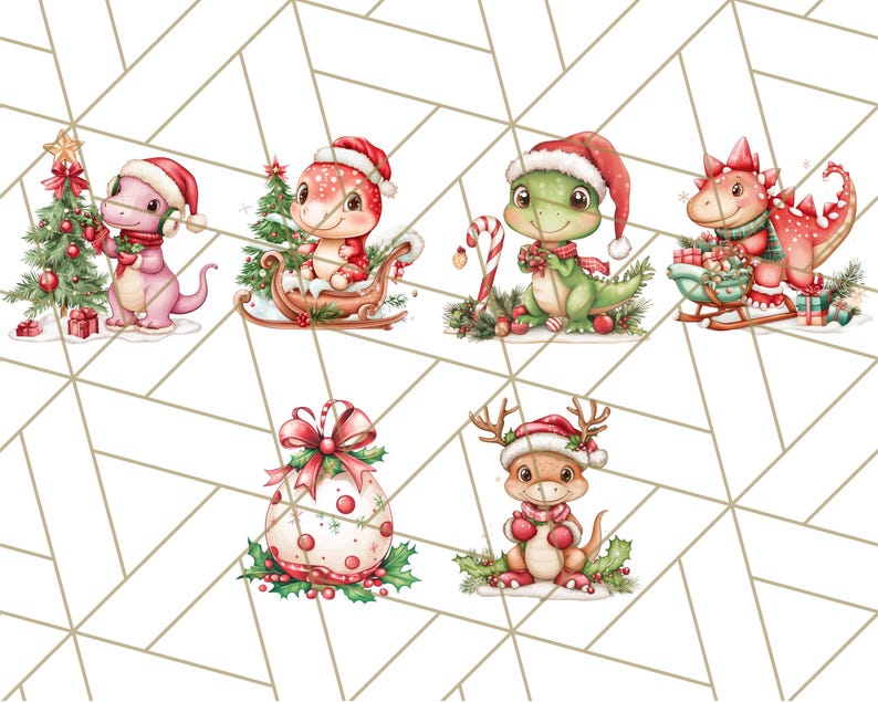 Christmas Dinosaur PNG Clipart, Cute Christmas Dinosaurs and Holiday ...