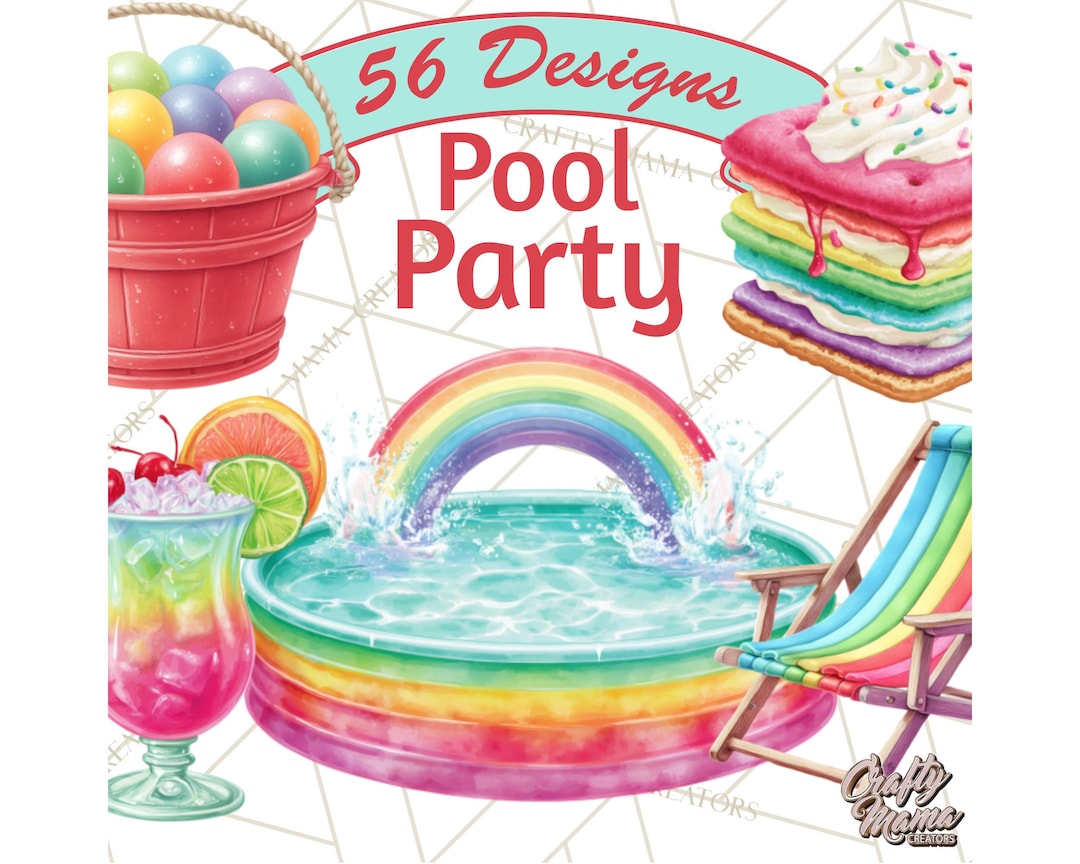 56 Summer Pool Party Clipart, Water Gun Water Balloon Summer Fun ...