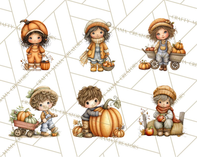 48 Png, Pumpkin Patch Pals Clipart, Fall Farm Clip Art, Autumn Kids PNG ...