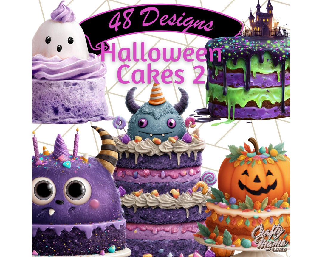 Halloween Cake Clipart PNG, Realistic Spooky Cake Clip Art, Clay Style ...
