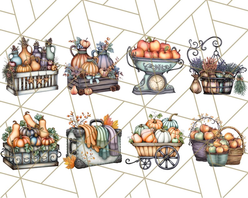 Rustic Fall Market Clipart PNG, Autumn Farmers Market Clip Art ...
