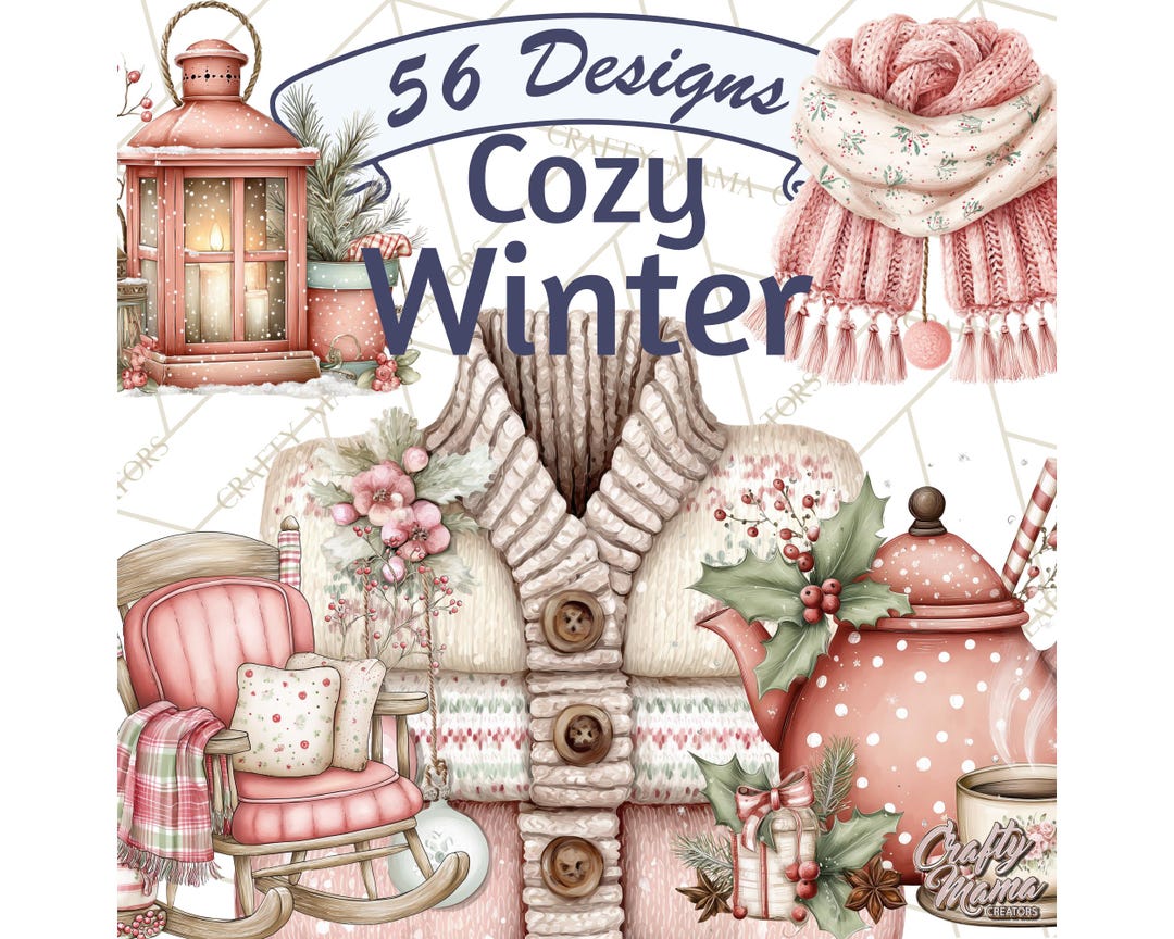 56 Png, Cozy Winter Christmas Clipart PNG, Hygge Holiday Aesthetic Clip ...