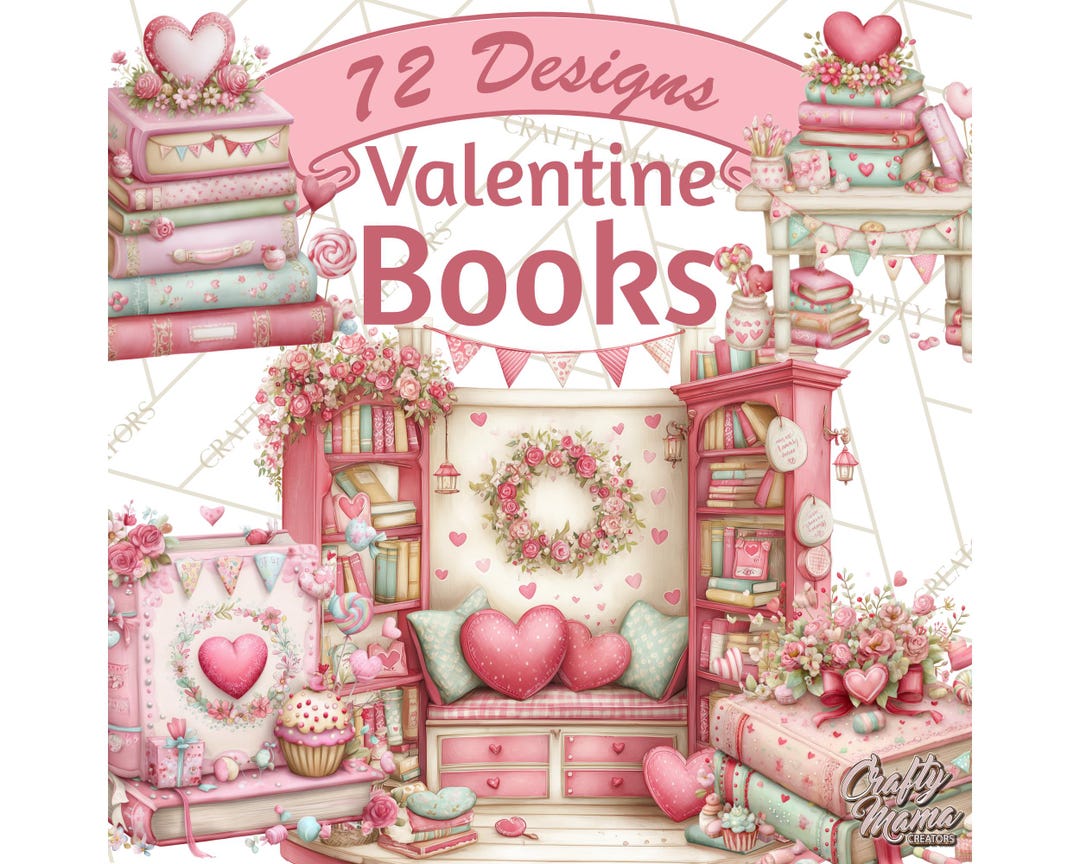 72 Png Valentine Book Clipart PNG, Whimsical Heart Books and Journals ...