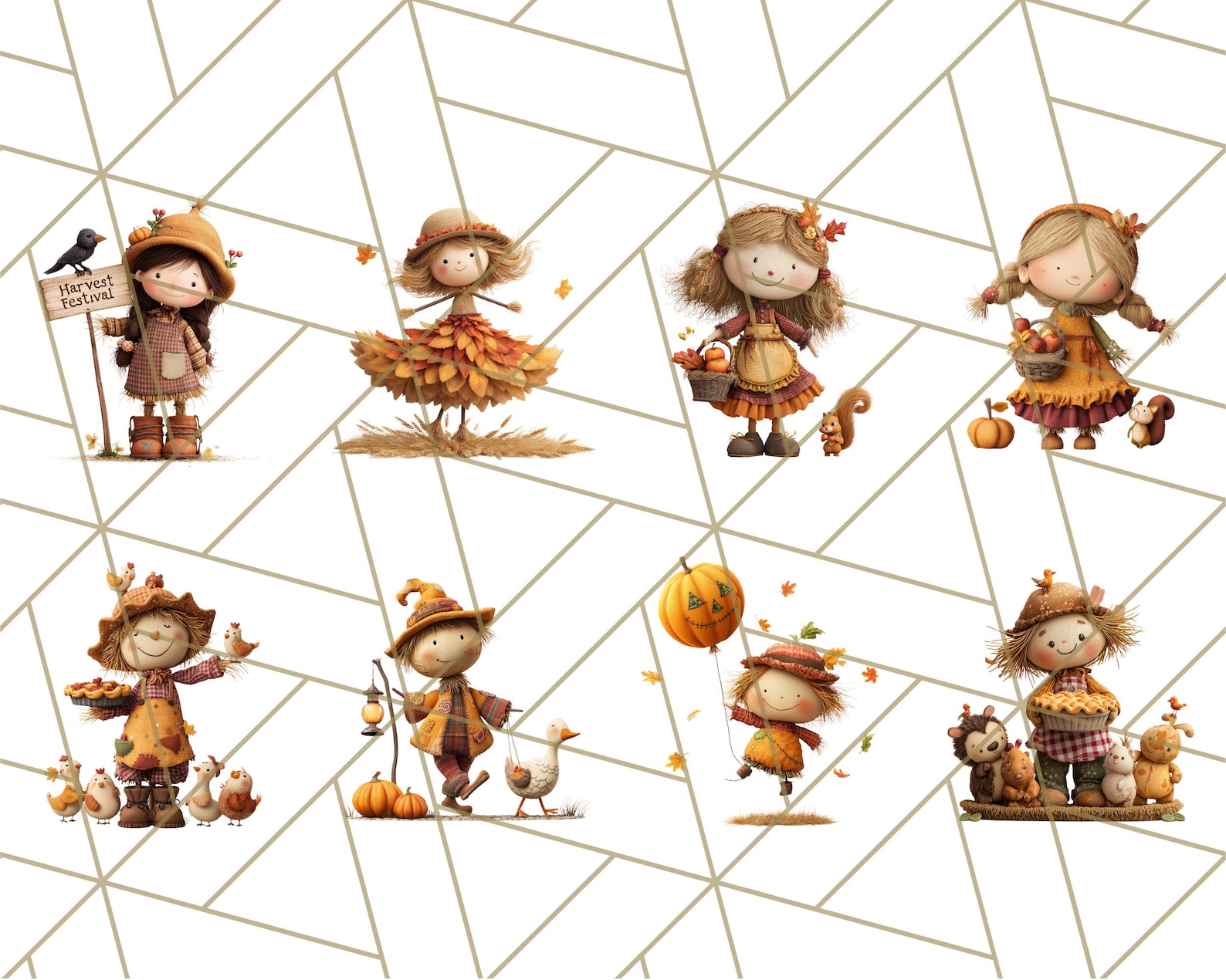 64 Scarecrow Festival Friends PNG, Fall Clipart, Autumn Animals ...