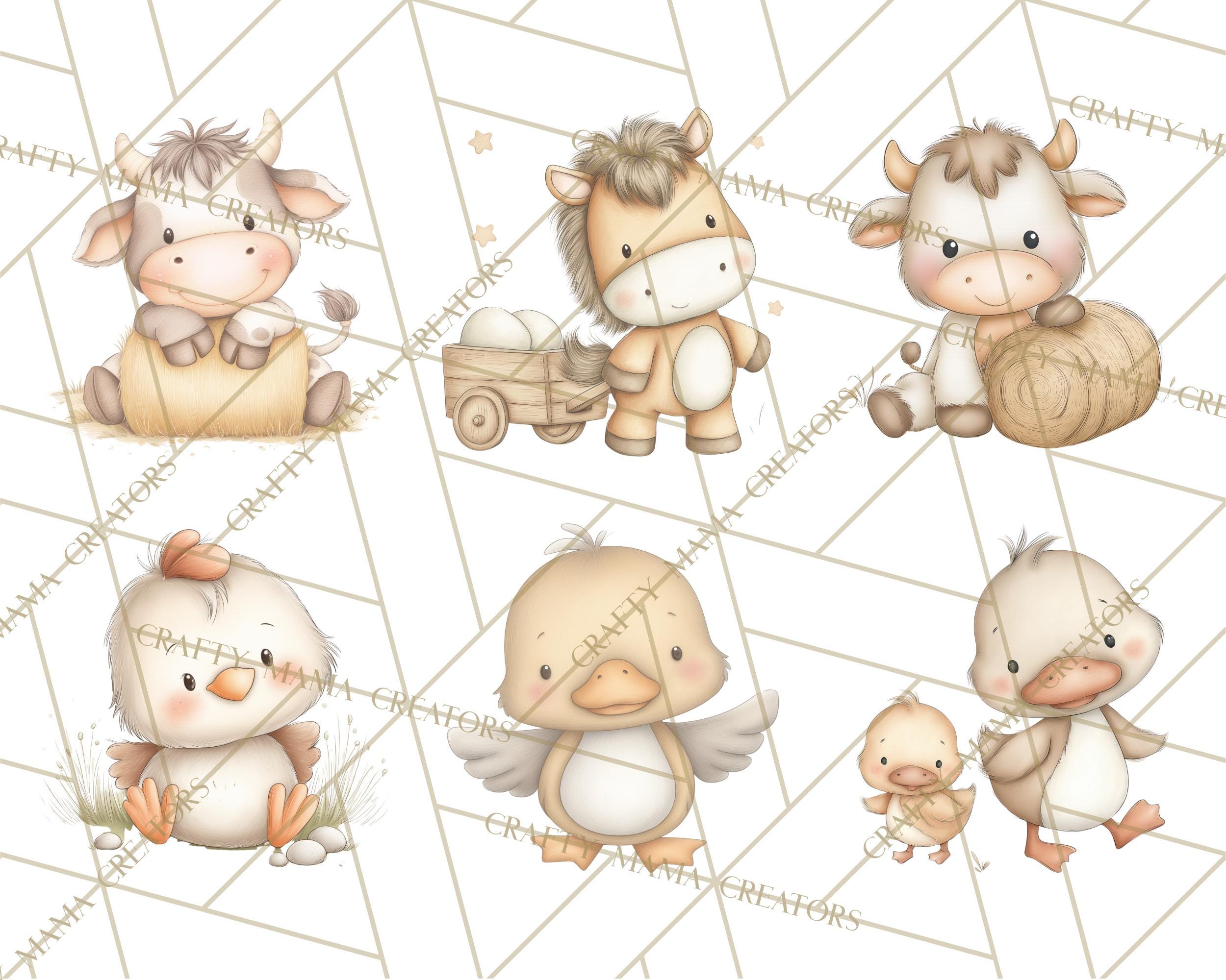 48 Png, Farm Animal Clipart, Cozy Farmhouse PNG, Cute Barnyard Animals ...