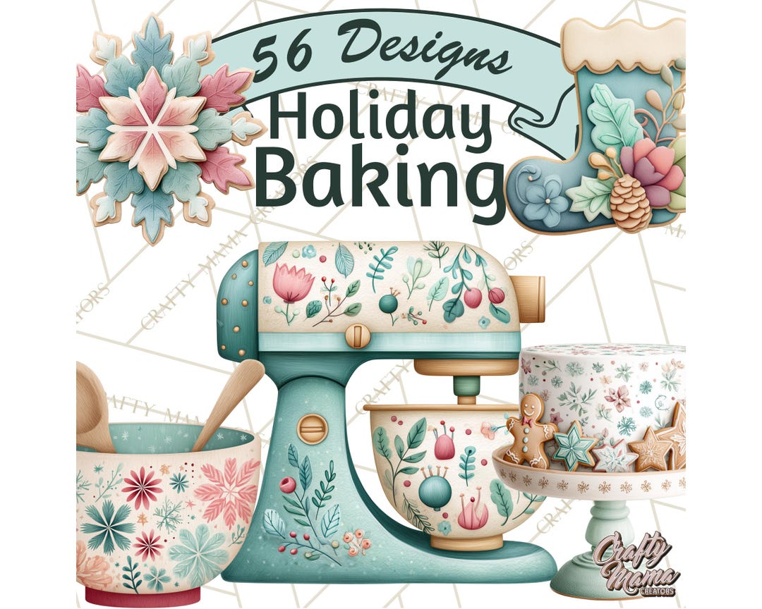 56 Png, Holiday Baking PNG, Watercolor Christmas Kitchen Clipart, Cozy ...