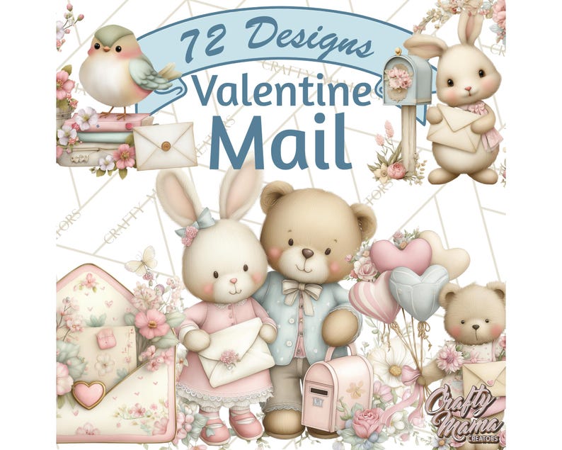 72 Png, Valentine Mail Clipart PNG, Whimsical Floral Post Office, Love ...