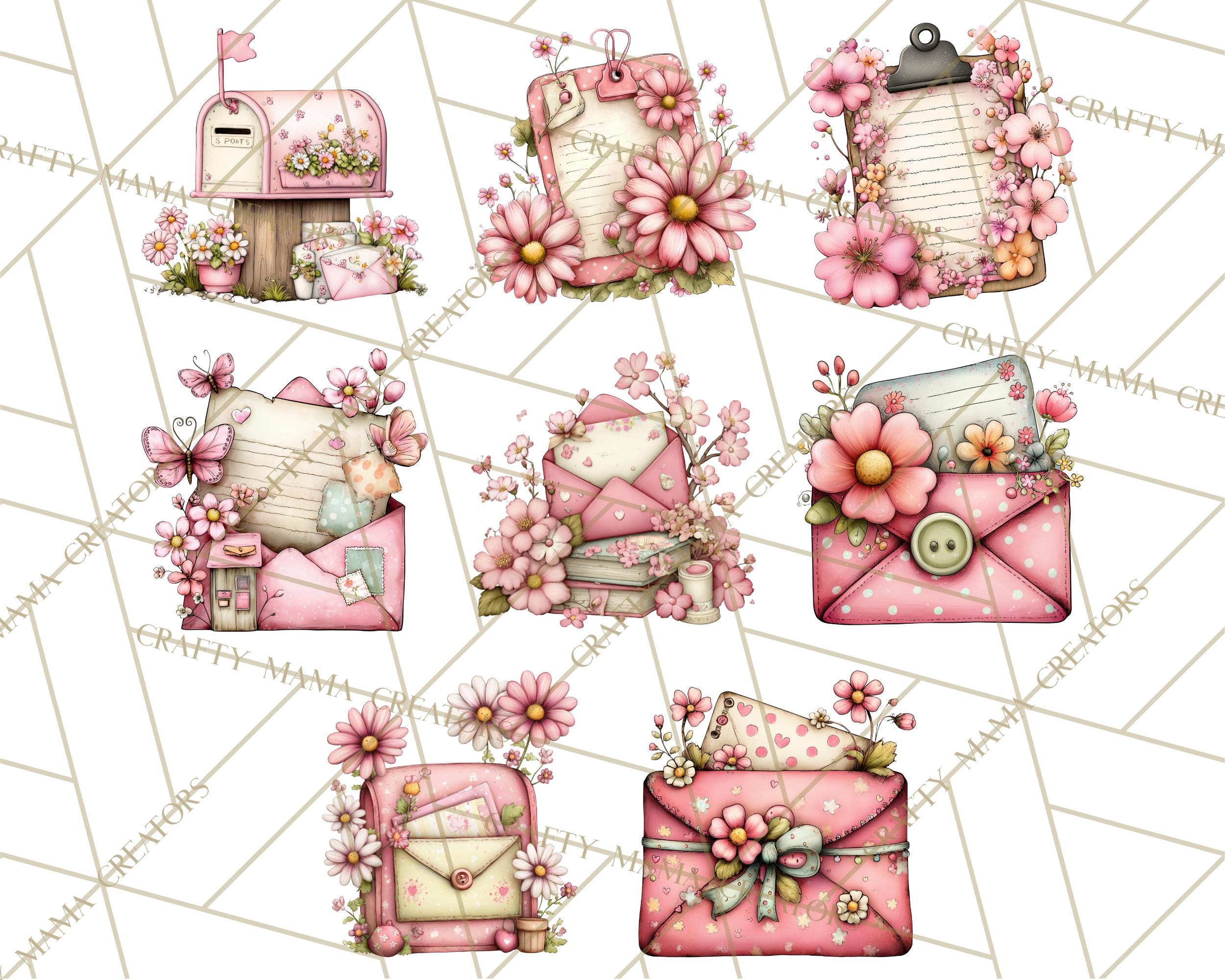 56 Png Spring Letters Mail Clipart PNG, Floral Envelopes, Spring ...