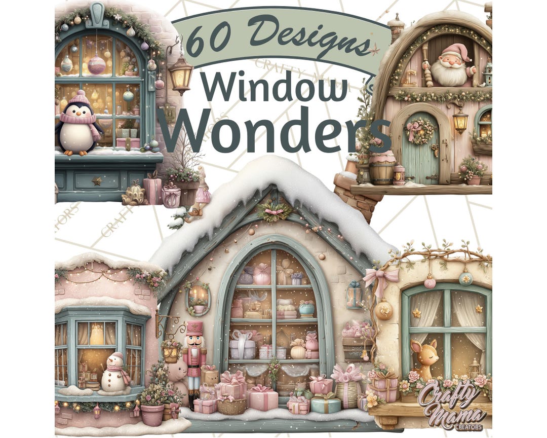 60 Png Christmas Village Windows Clipart PNG, Cozy Holiday Window ...