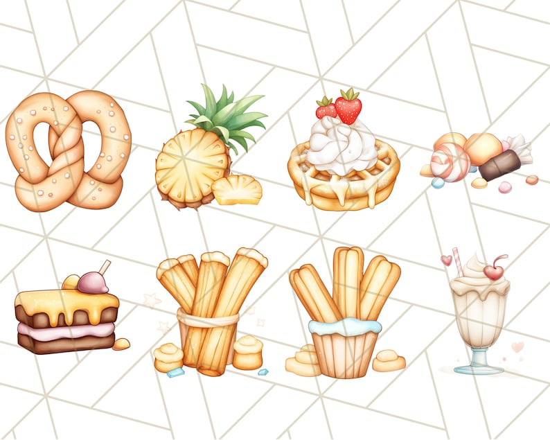 Pastel Summer Food Clipart, Cute BBQ & Picnic Snacks, Ice Cream ...