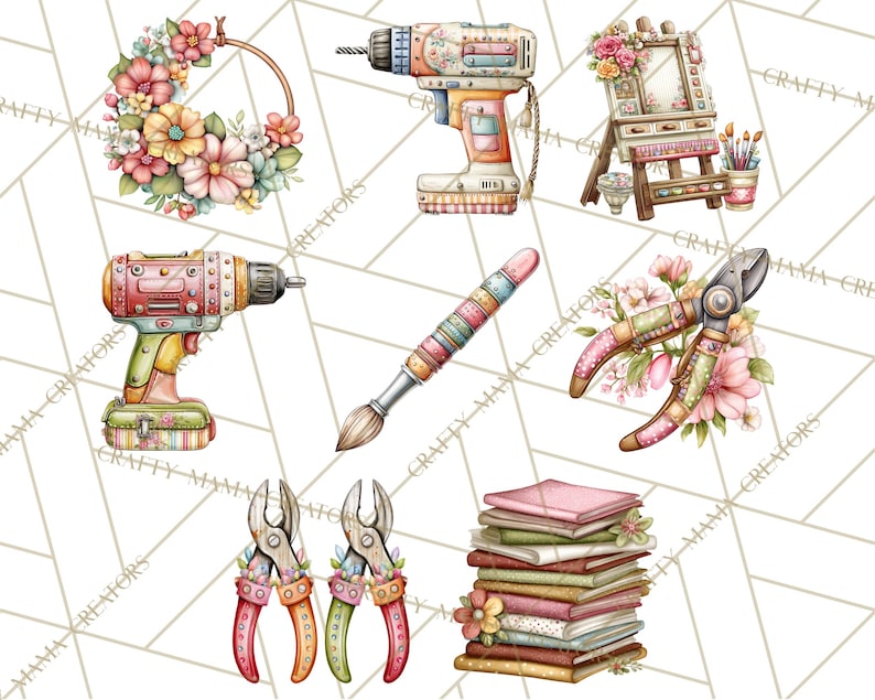 64 Png DIY Craft Tools Clipart, Maker Supplies PNG, Printable Crafting ...