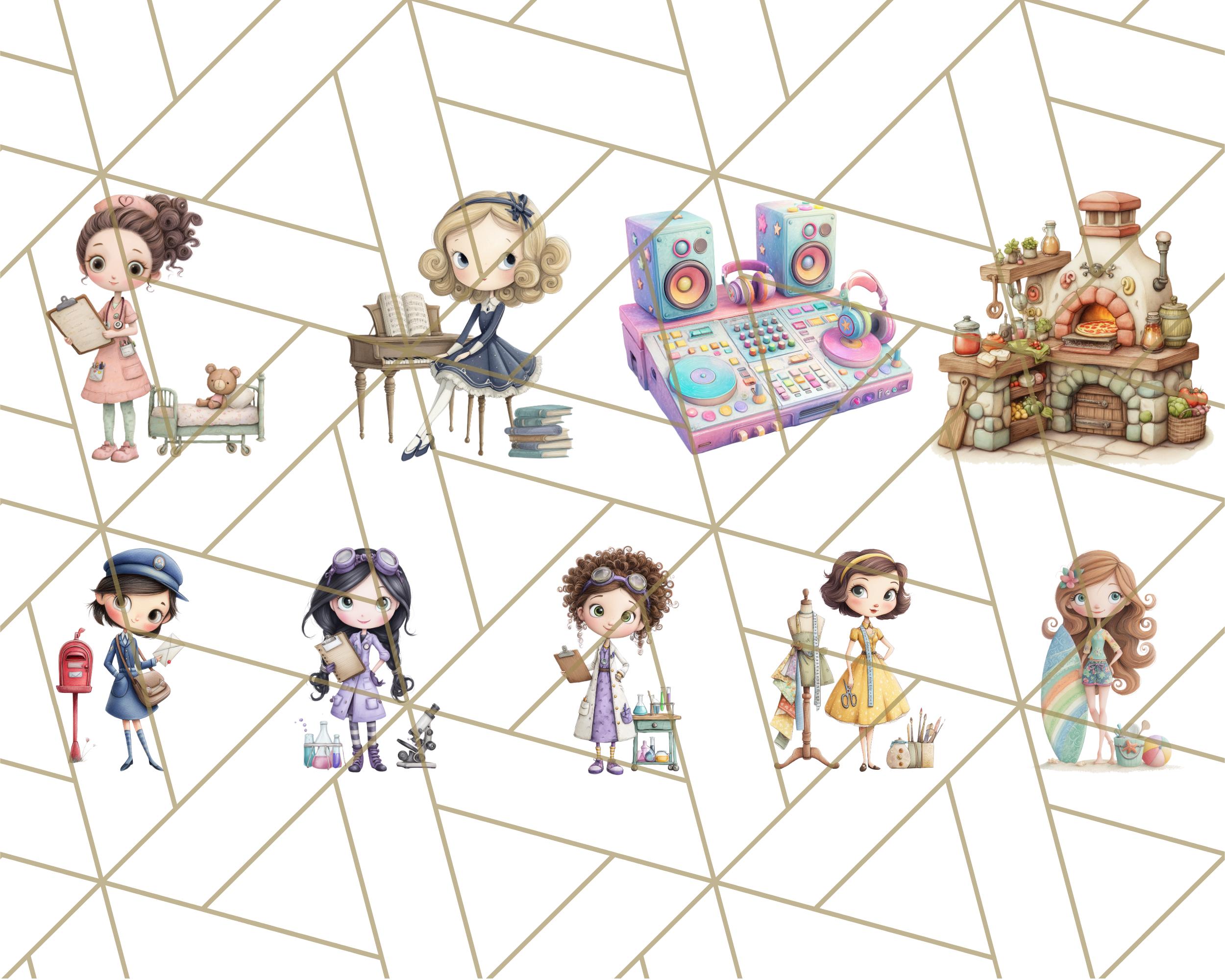 Cute Career Clipart, Watercolor Professions Clip Art, Kids Job ...