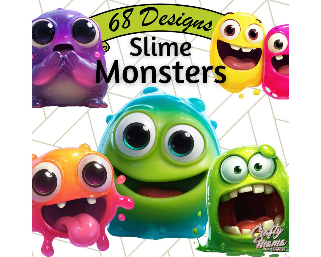 Slime Monster Clipart, Slime Clip Art PNG, Kawaii Goo Characters, Big ...
