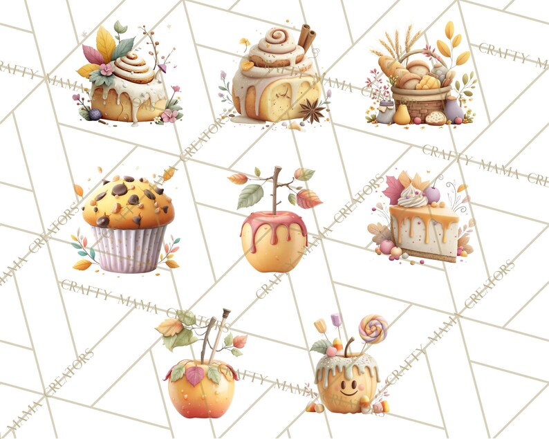 64 Png, Fall Baked Goods Clipart, Pumpkin Pie Apple Pie Cookies ...