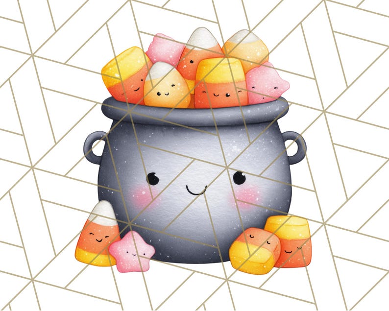 48 Png, Cute Halloween Clipart, Smiling Candy and Ghost Pngs, Pastel ...