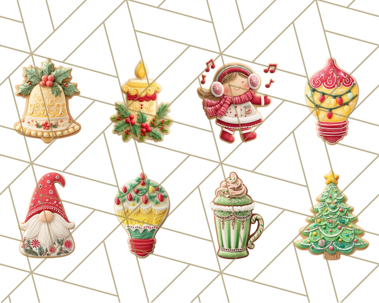 Christmas Cookies Clipart 64 PNG Files, Festive Holiday Cookie Shapes ...