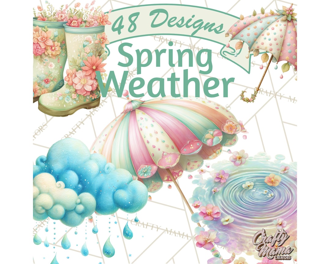 48 Png, Rainy Day Clipart, Spring Weather Clip Art PNG, Umbrella ...