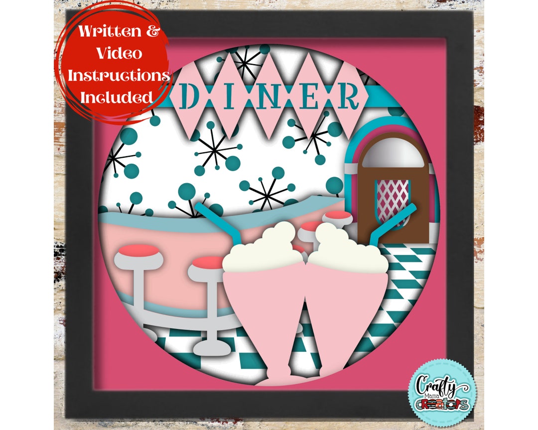 3D 50s Diner Shadow Box Svg, Retro Svg Shadowbox, Juke Box Svg 3D ...