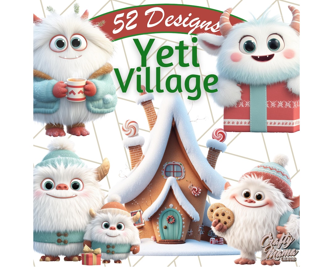 Holiday Yeti Village PNG Clipart, Cute Winter Yeti Characters and ...