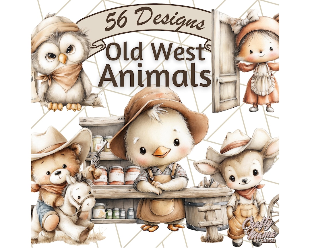 56 Png, Wild West Critters PNG, Cute Cowboy Animals Clipart, Western ...