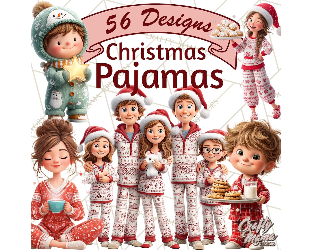 56 Png Christmas Pajamas Clipart, Cozy Holiday Family PJ PNG, Matching ...