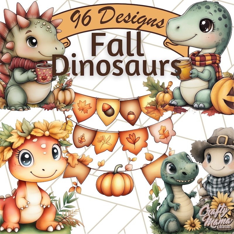 Fall Dinosaurs Clipart - Etsy