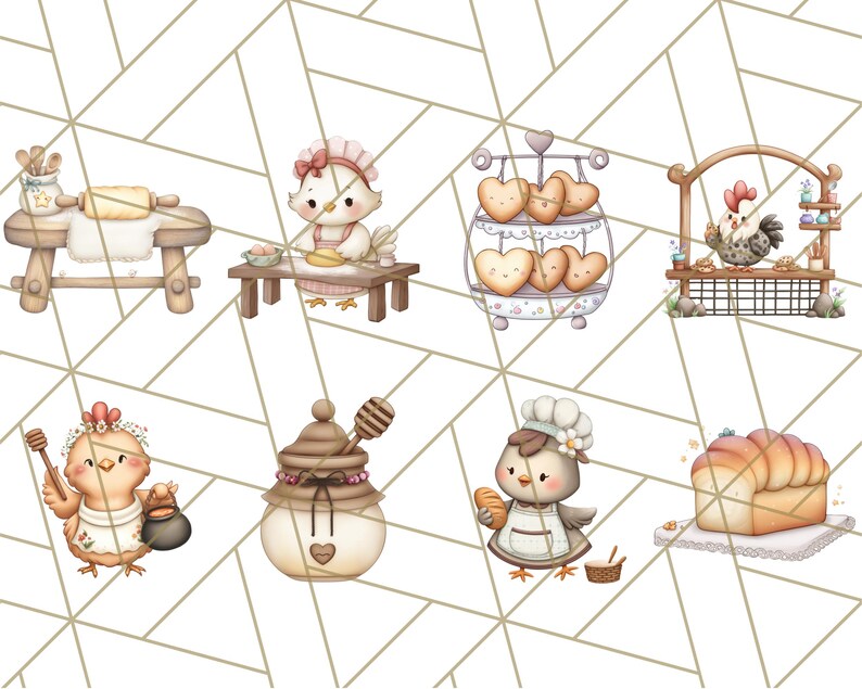 Cottagecore Kitchen Chicken Clipart PNG, Fairytale Cooking Chickens ...