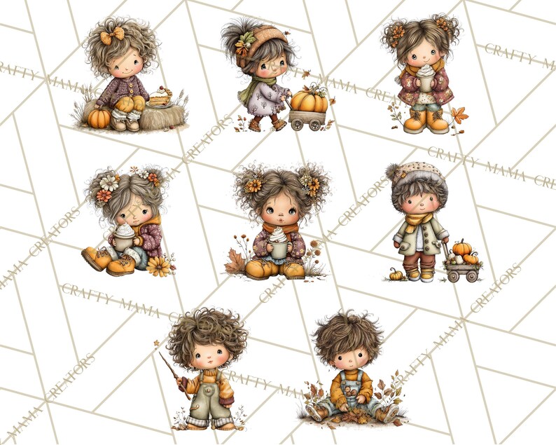 52 Png, Fall Kids Clipart, Cute Autumn Children PNG, Cozy Fall Outfits ...