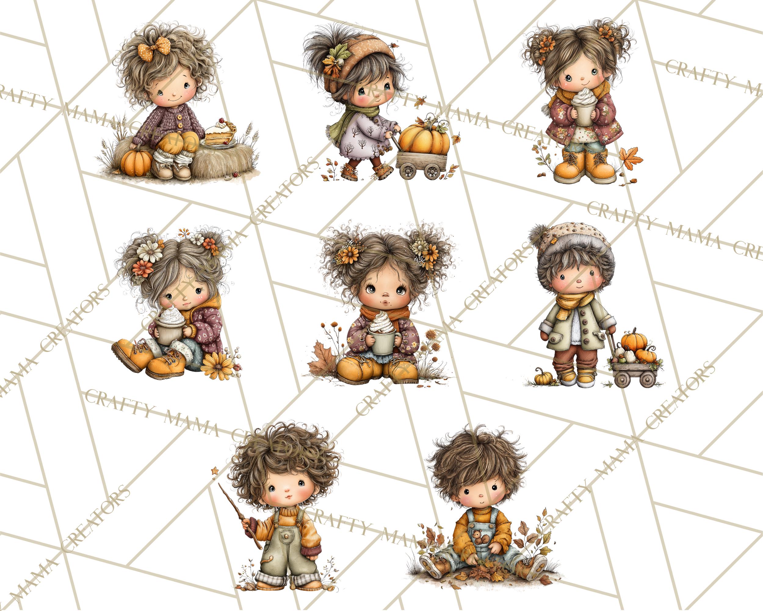 52 Png, Fall Kids Clipart, Cute Autumn Children PNG, Cozy Fall Outfits ...