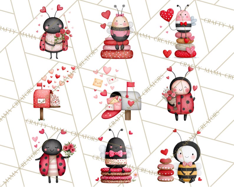 76 Png, Cute Valentine's Day Love Bug PNG Clipart, Whimsical Mini World ...