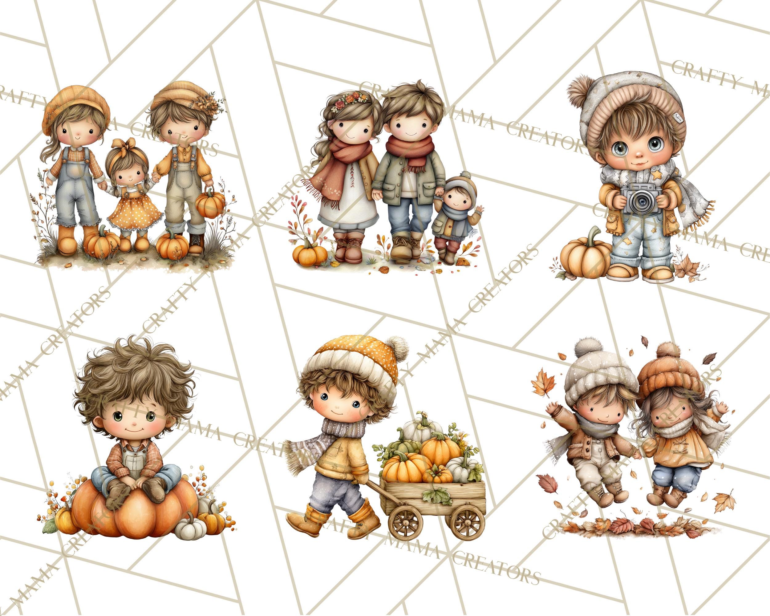 48 Png, Pumpkin Patch Pals Clipart, Fall Farm Clip Art, Autumn Kids PNG ...