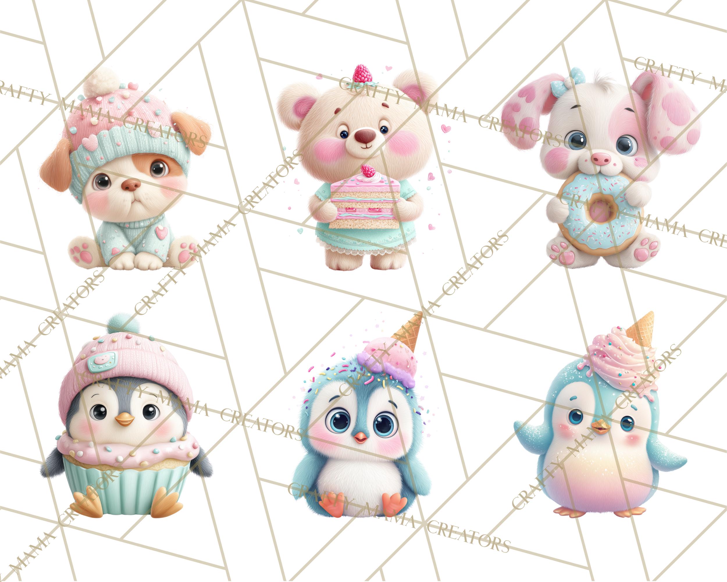 52 Png, Sweet Treat Animal Clipart, Kawaii Dessert PNG, Cute Pastel ...