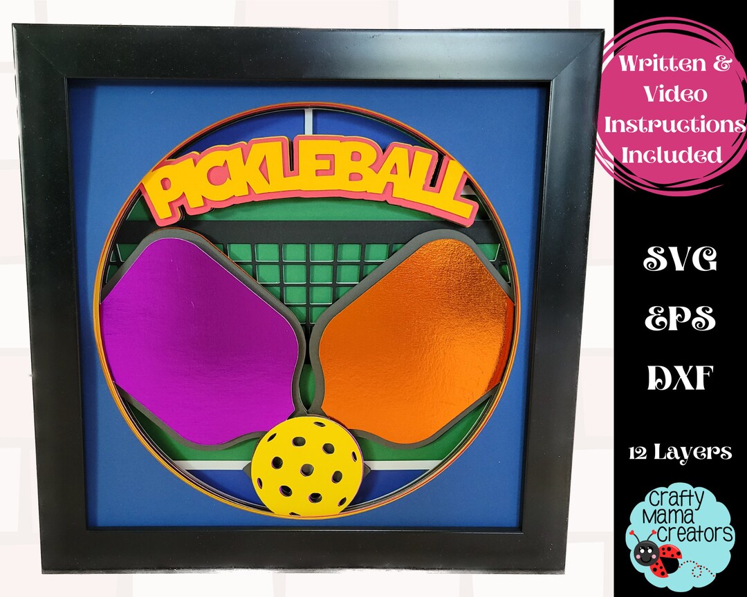 3D Pickleball Shadow Box Svg Pickle Ball Paddle Shadowbox - Etsy