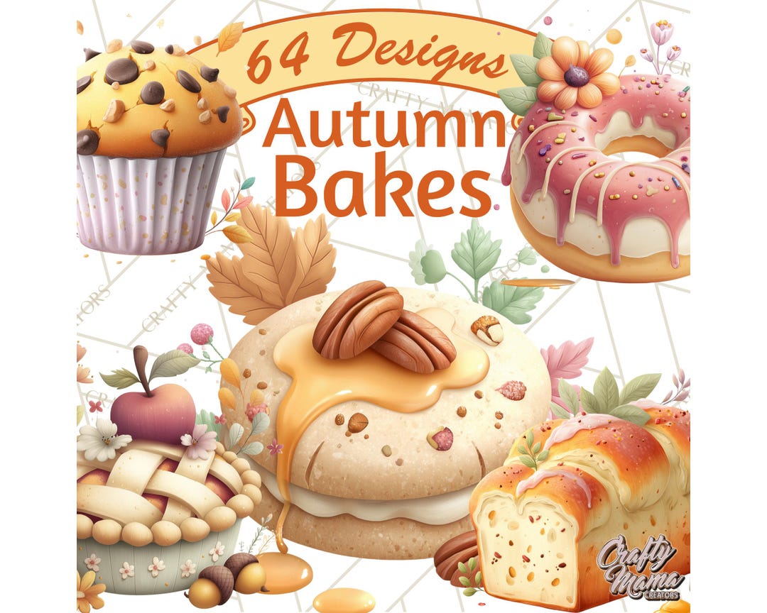 64 Png, Fall Baked Goods Clipart, Pumpkin Pie Apple Pie Cookies ...